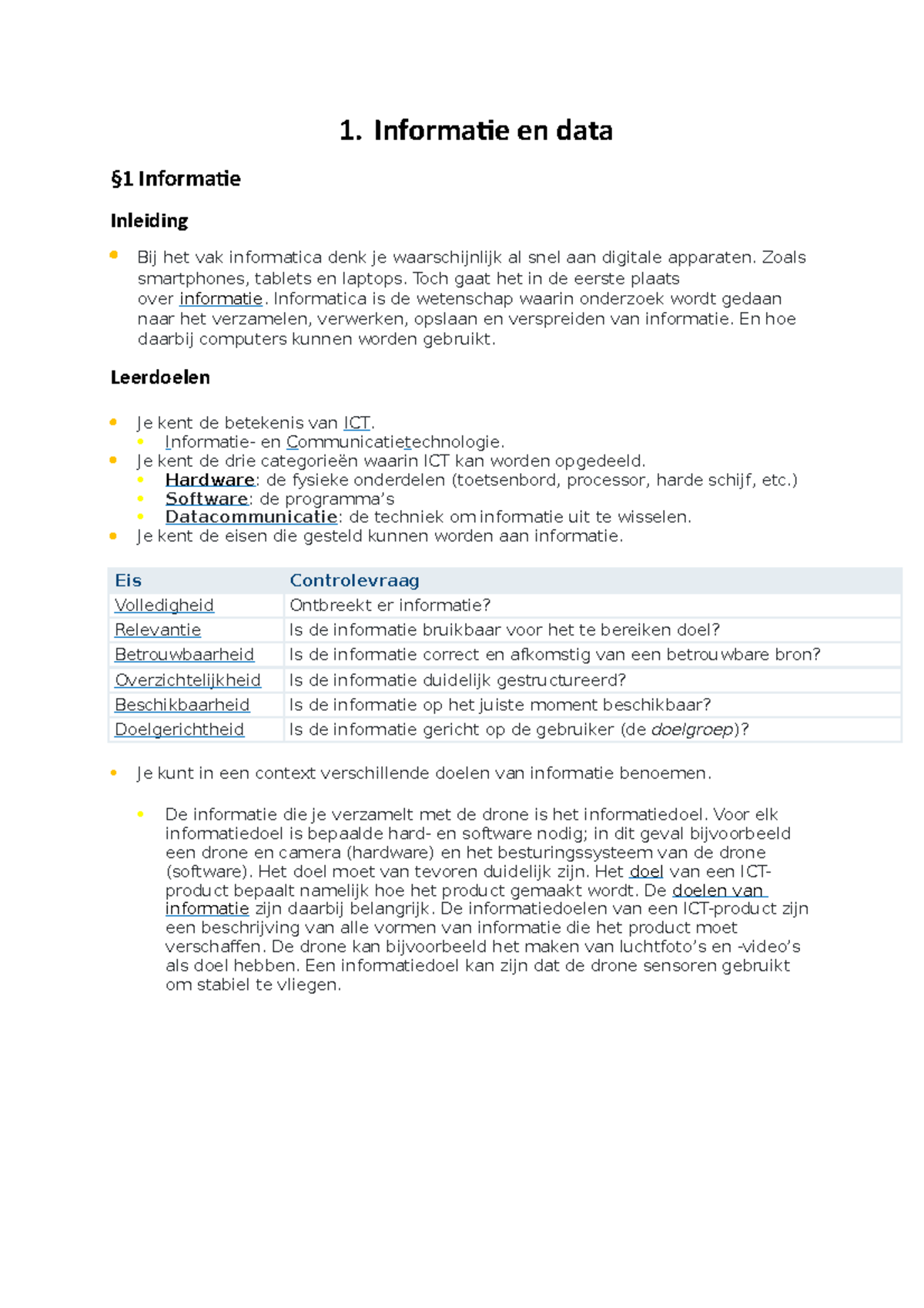 Samenvatting Informatica Fundament C en E: Informatie en Data - Studeersnel