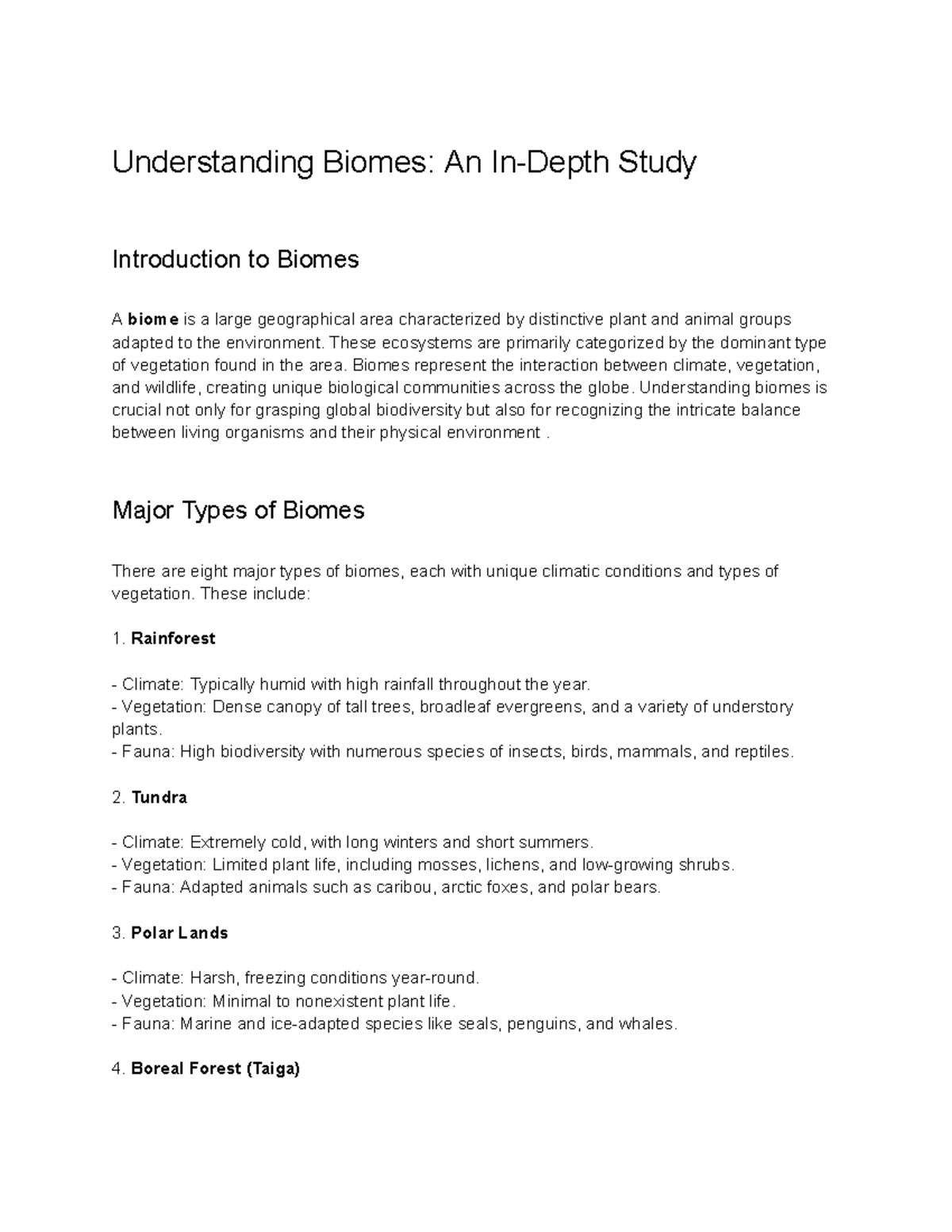 Understanding Biomes An In-Depth Study - Understanding Biomes: An In ...