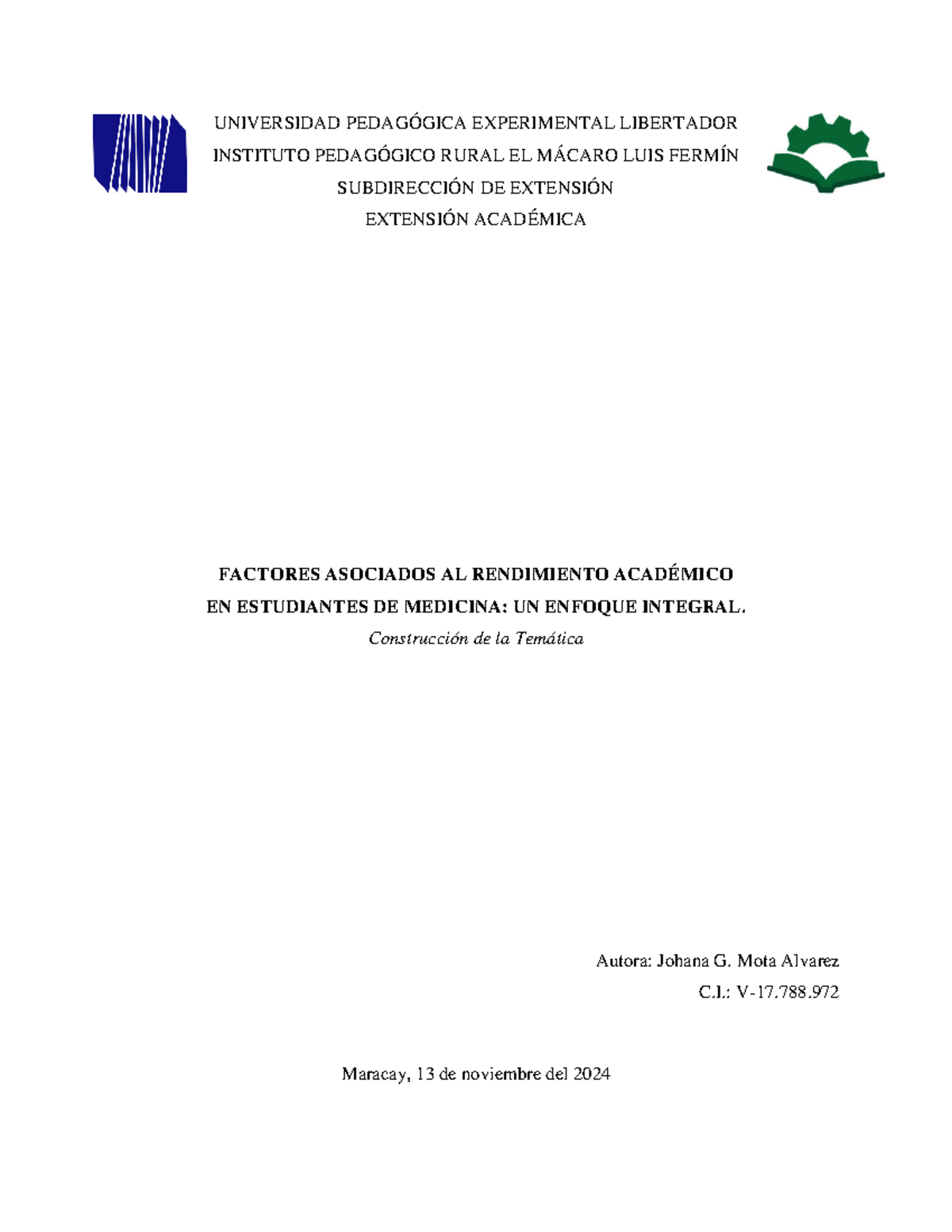 Construcción de la Temática. - UNIVERSIDAD PEDAGÓGICA EXPERIMENTAL ...