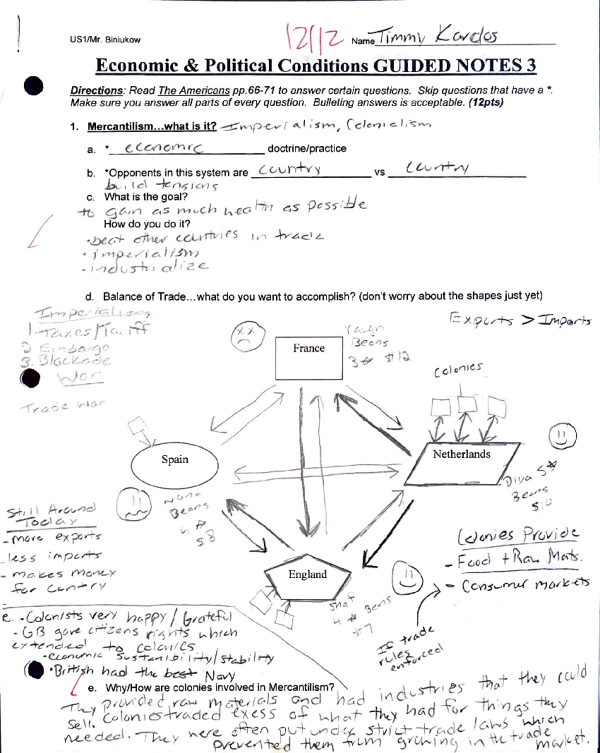 Economic & Political Conditions Guided Notes for US History (US1) - I ...