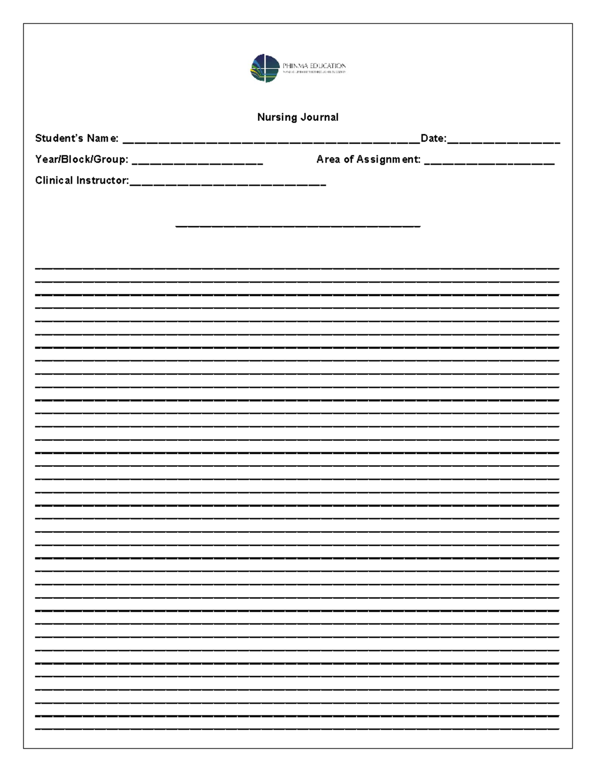 Nursing Journal Template - PHINMA EDUCATION THROUGH EDUCATION Nursing ...