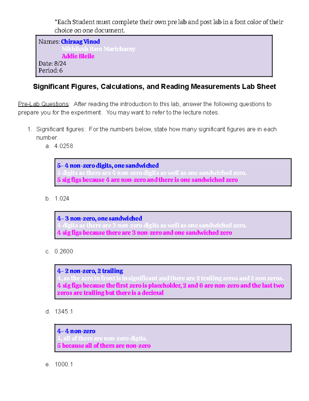Significant Figures and Measurements Lab Sheet (Course Code: SCI101 ...