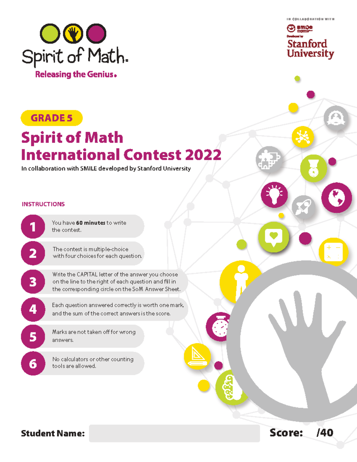 SoMC Gr5 2022 - Spirit of Math Contest Instructions and Questions - Studocu