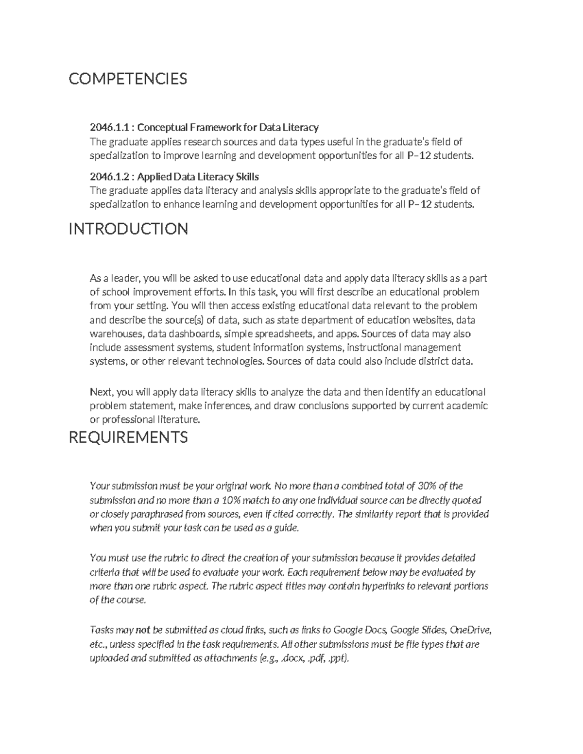 D19 Task Overview - COMPETENCIES 2046.1 : Conceptual Framework for Data ...