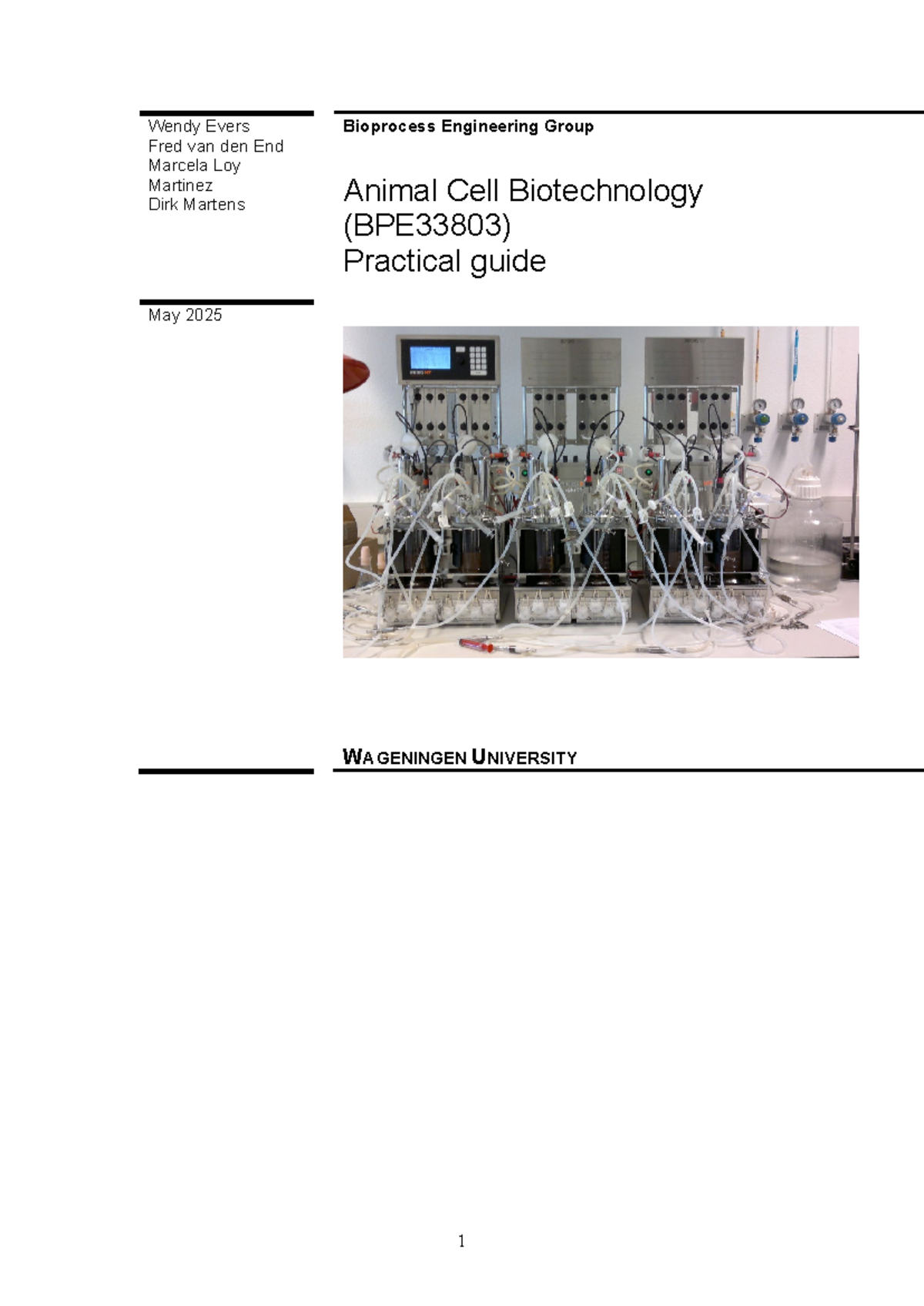 Practical Guide for Insect Cell Culture in Bioreactors (BPE33803 ...