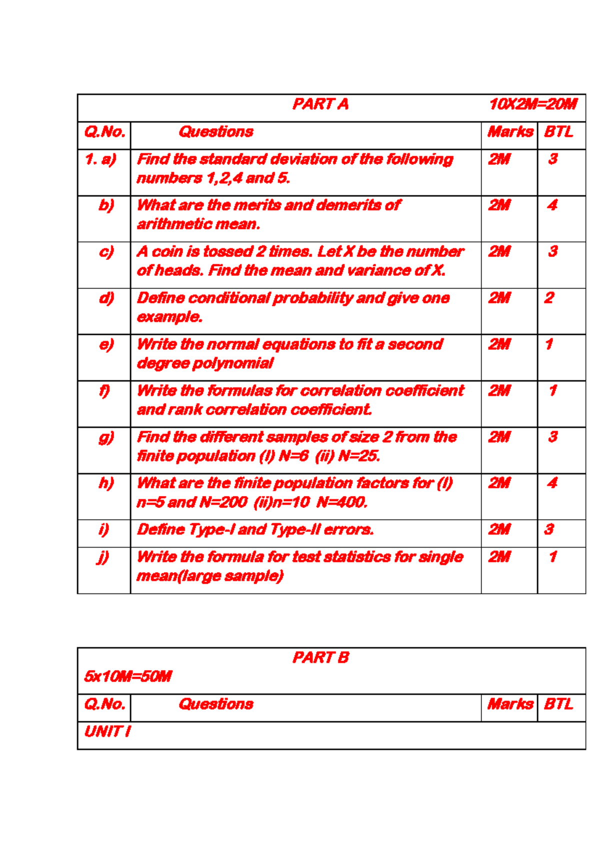 P S MP 1 2 - Sem Model Paper (R23) on Statistics Concepts and Applications - Studocu