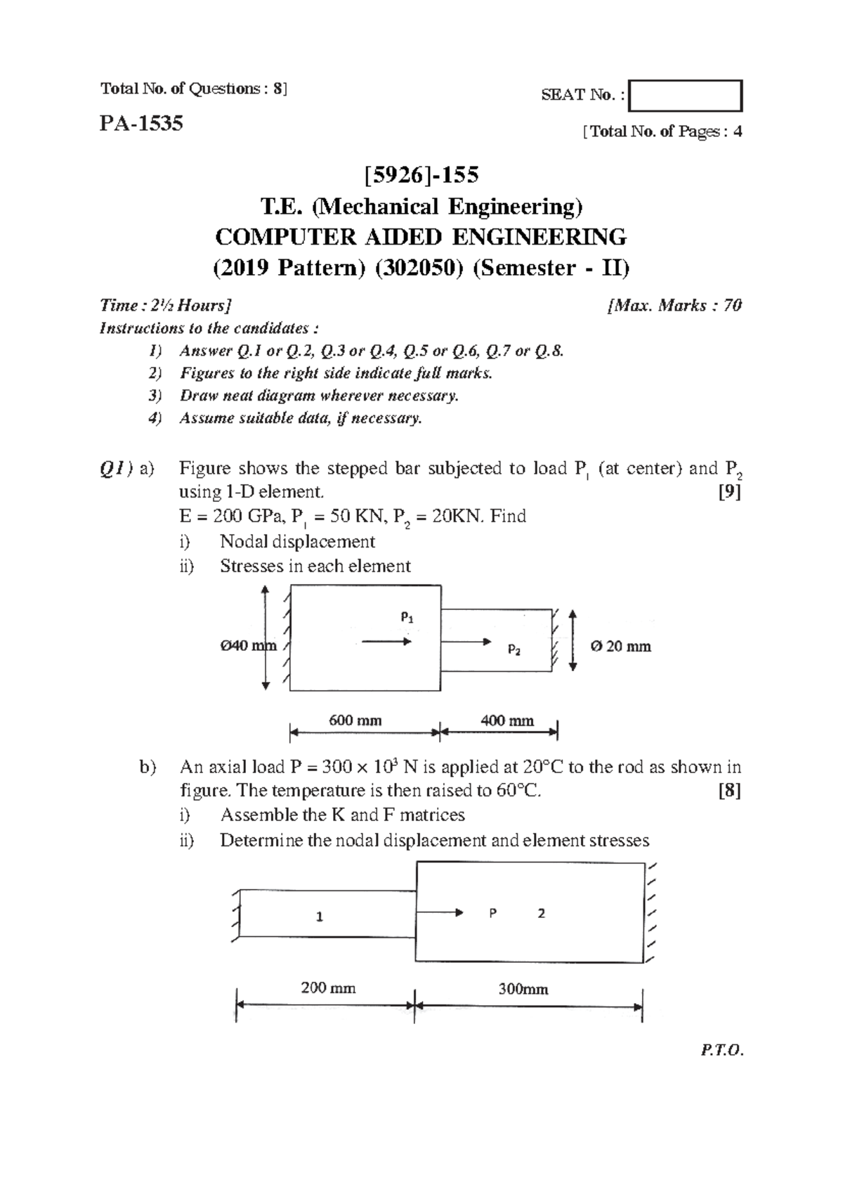 T.E. (Mechanical Engineering) CAE Exam QP - Nov Dec 2022 (302050) - Studocu