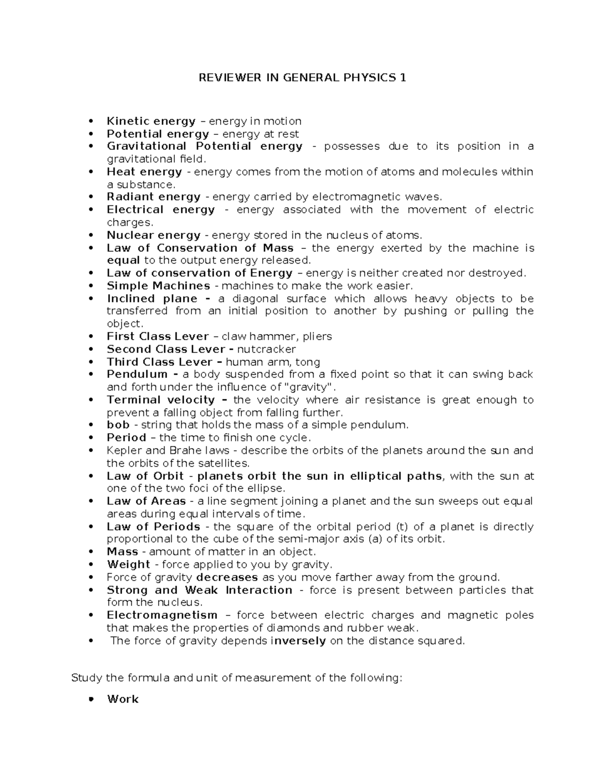 Reviewer IN General Physics - REVIEWER IN GENERAL PHYSICS 1 Kinetic ...