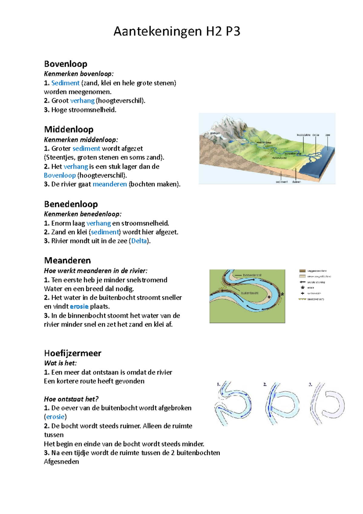 AK H2 P3: Aantekeningen over Bovenloop, Middenloop & Benedenloop ...