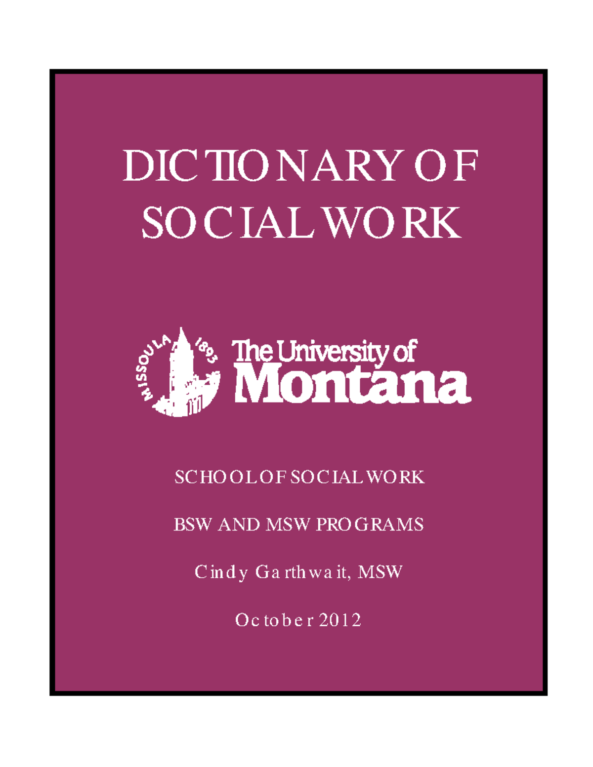 Social Work Dictionary for BSW & MSW Programs (Updated 2012) - Studocu