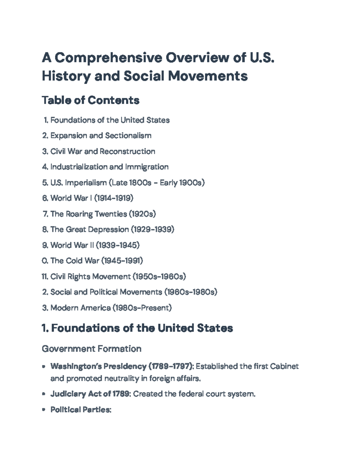 A Comprehensive Overview of U.S. History: Key Events & Social Movements ...
