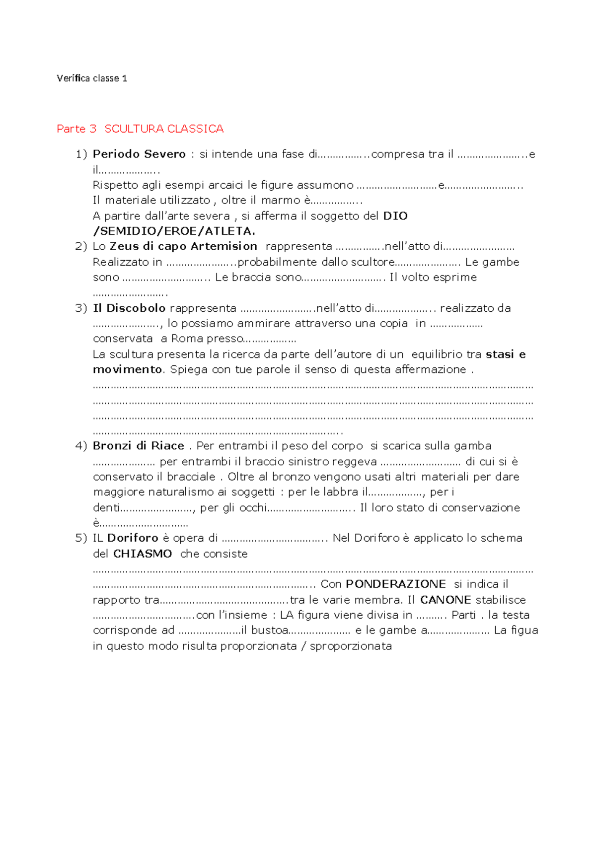 Scultura Classica: Da Periodo Severi a Doriforo - Parte 3 - Studocu