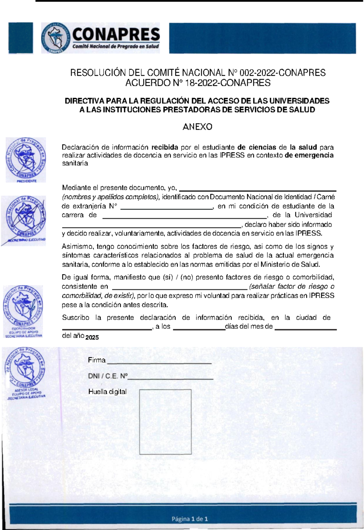 Resolución CONAPRES 2025: Declaración de Información para Estudiantes ...