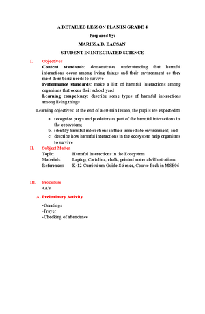 Lesson plan for Demo - A Detailed Lesson Plan on Generation ...