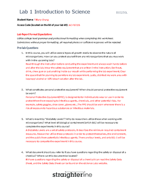 BIO250 Lab 8 - Complete DOC - Student Name: Harpreet Singh Sandhu Access Code (located on the ...