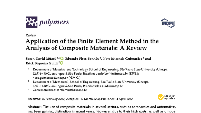 Application of Finite Element Method in Composite Materials Analysis: A ...