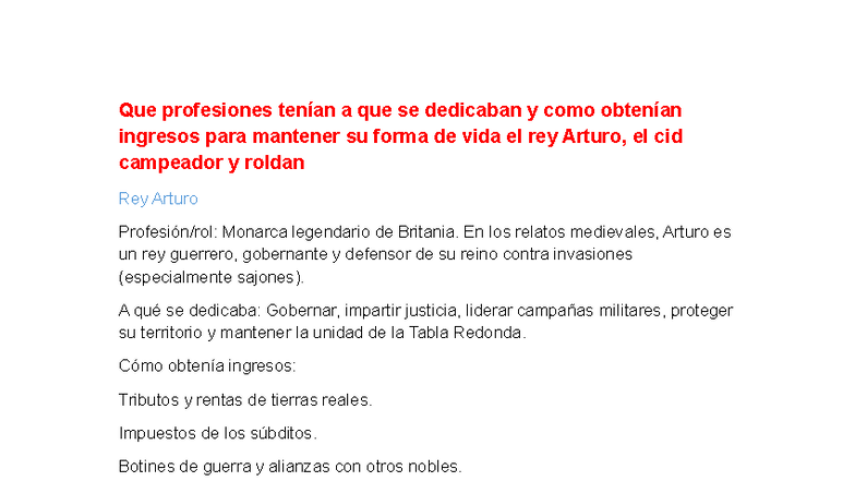 Profesiones y Fuentes de Ingresos en la Edad Media y Actualidad 1911400 ...