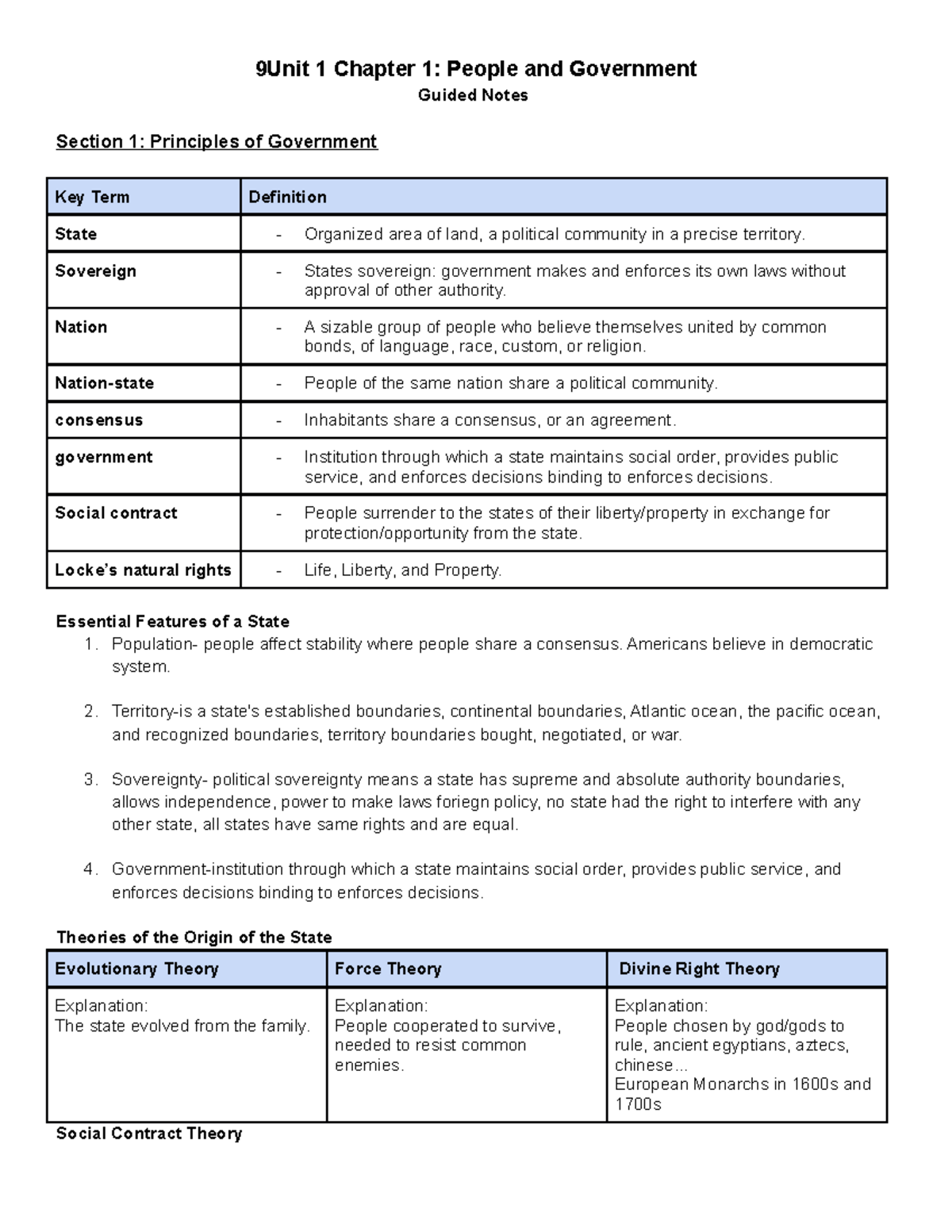 1.1.1 Guided Notes on Principles of Government: Key Concepts and ...