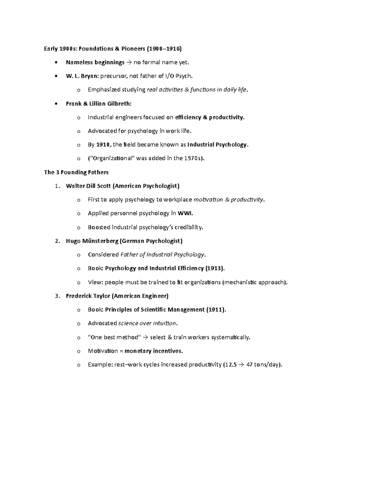 Foundations of Industrial Psychology: Key Figures & Milestones - Studocu