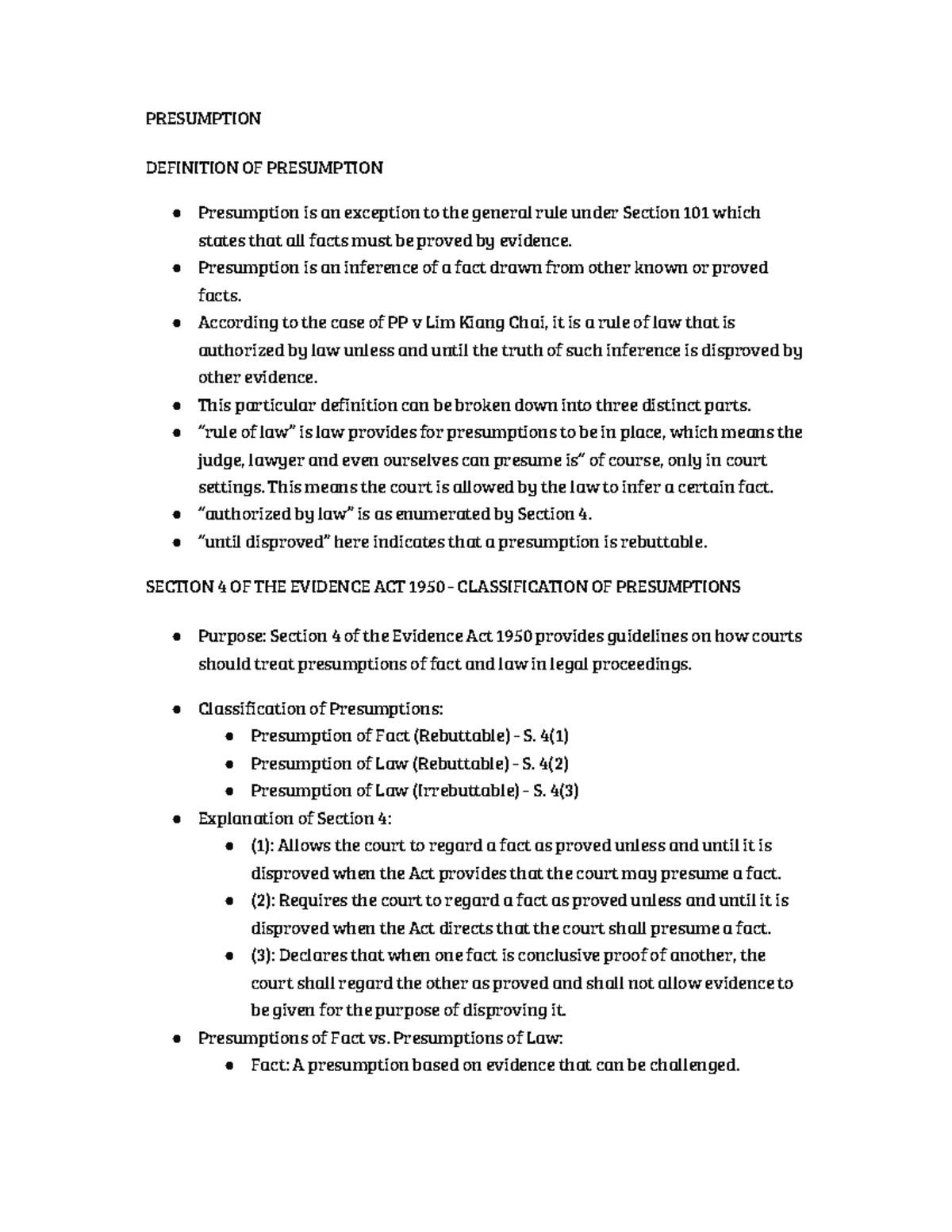 Evidence%20MID%20SEM%20 - PRESUMPTION DEFINITION OF PRESUMPTION ...