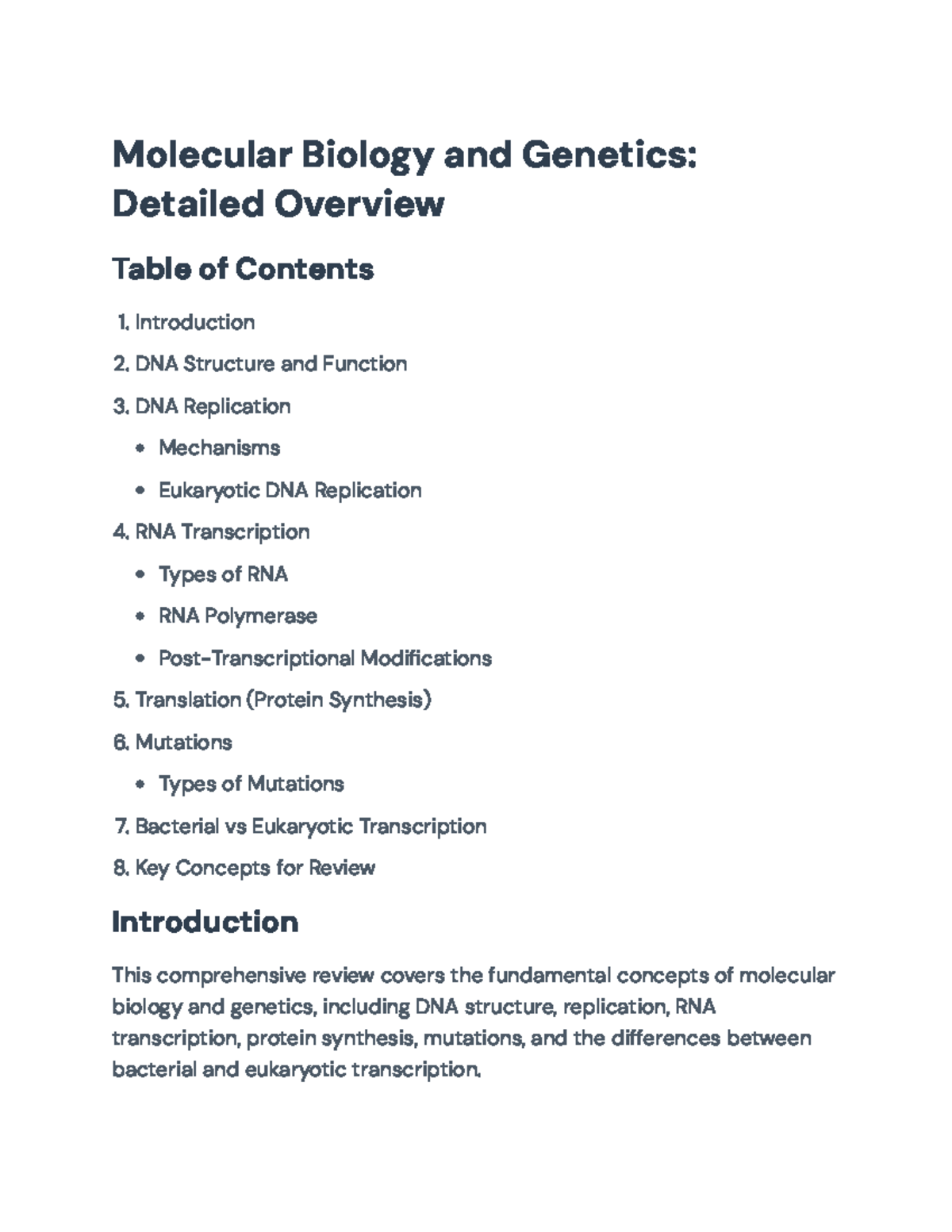 Molecular Biology and Genetics: Comprehensive Review Guide - Molecular ...