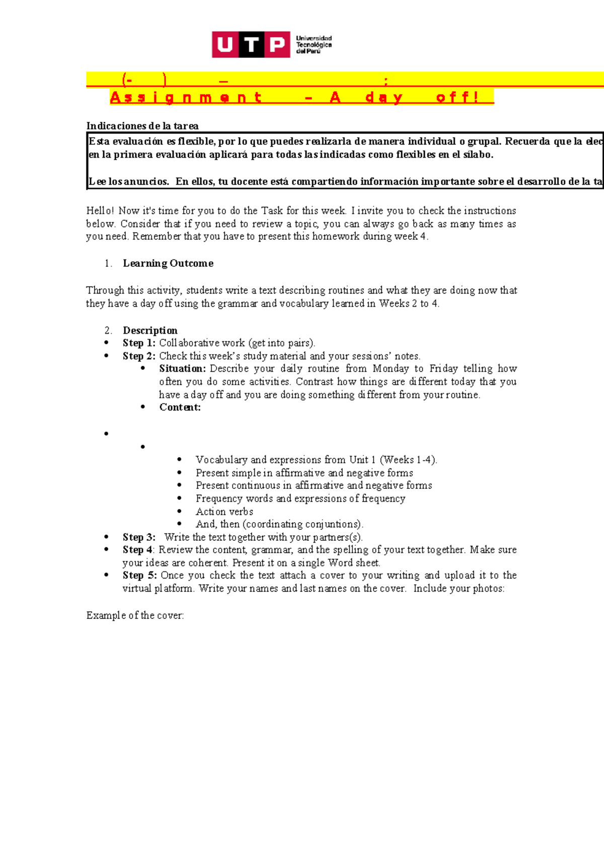 (AC-S04) Week 04 – Writing Task: A Day Off Assignment - Studocu