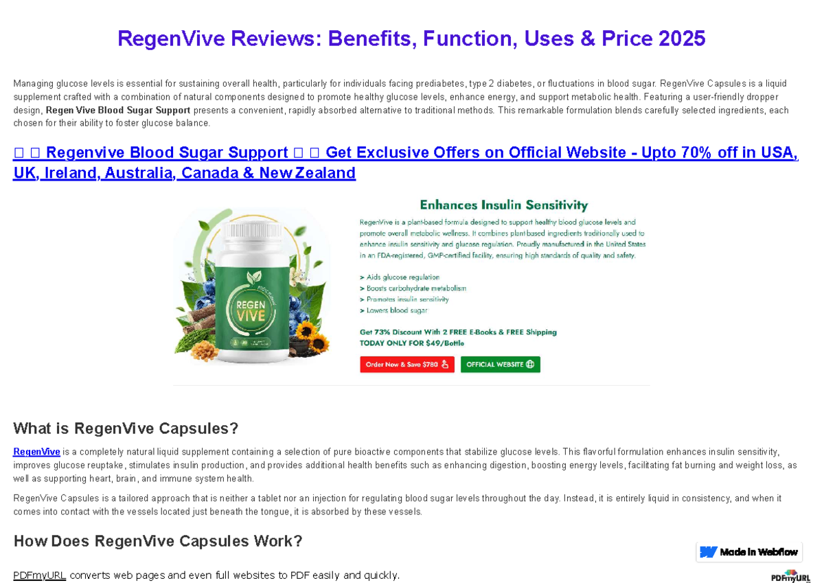 RegenVive Capsules Review: Benefits & Uses for Blood Sugar Support ...