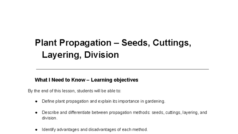 H - - Plant Propagation Methods: Seeds, Cuttings, Layering, Division ...