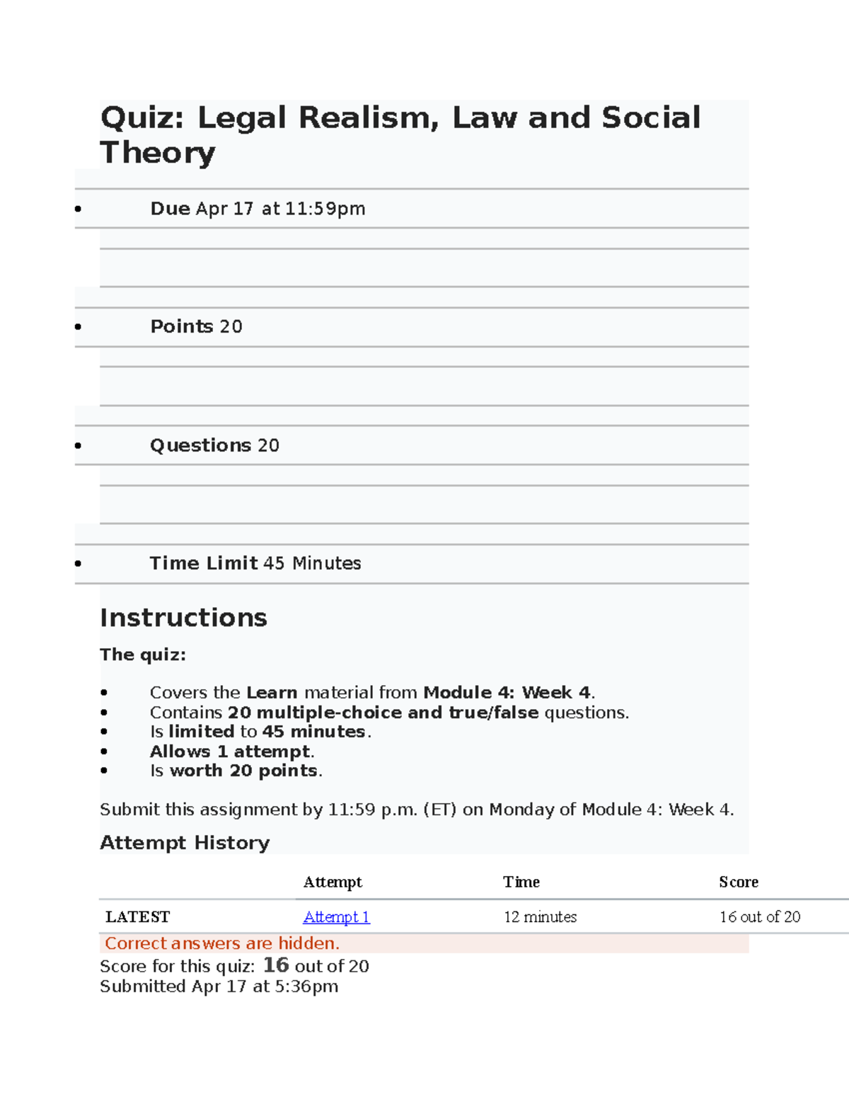 Govt 345 Quiz 4 - Legal Realism, Law and Social Theory Insights - Studocu