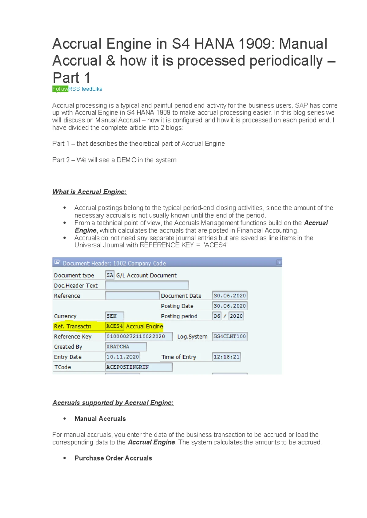 521524742-S4 HANA Accrual Engine Configuration & Management Guide - Studocu