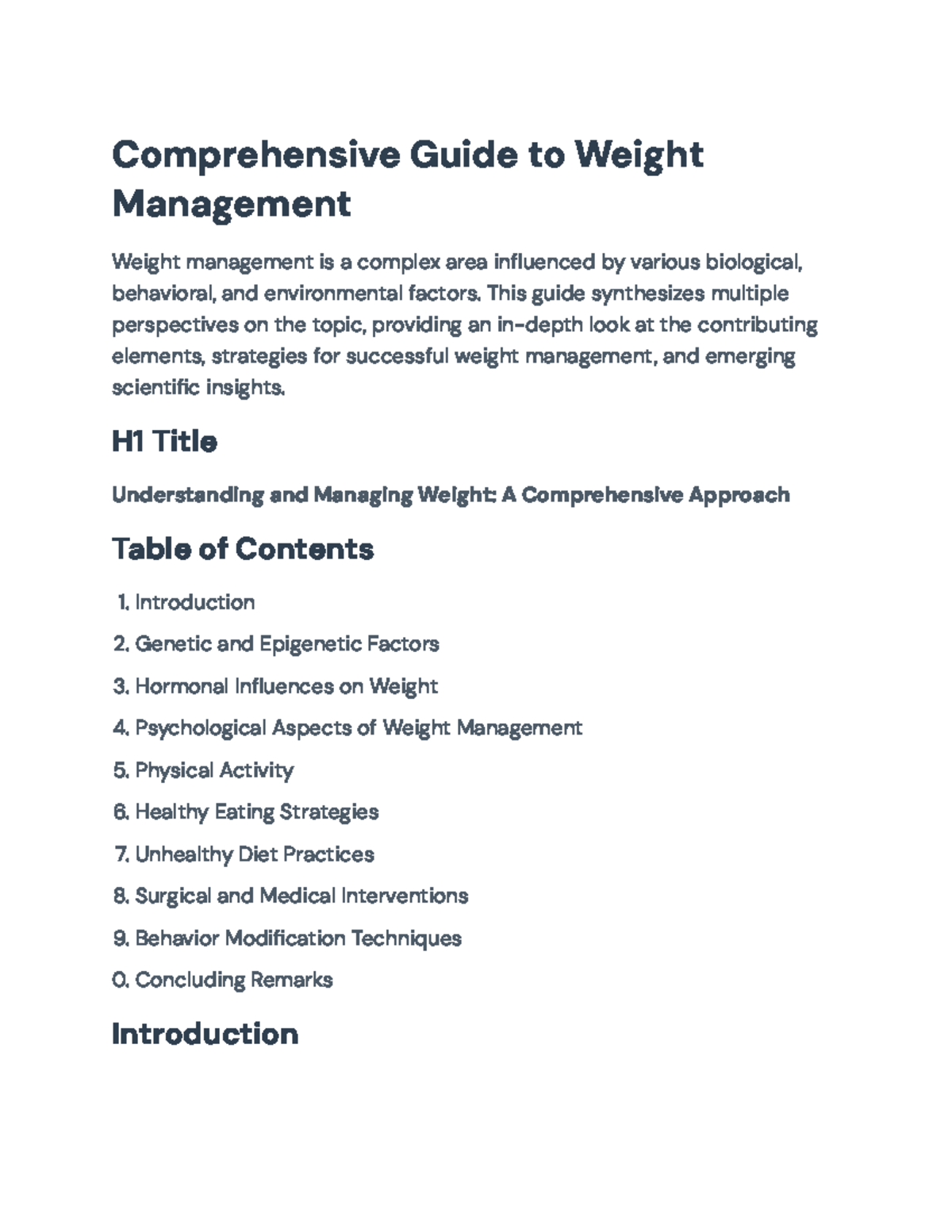 Comprehensive Weight Management Strategies: A Guide (HEA 101) - Studocu
