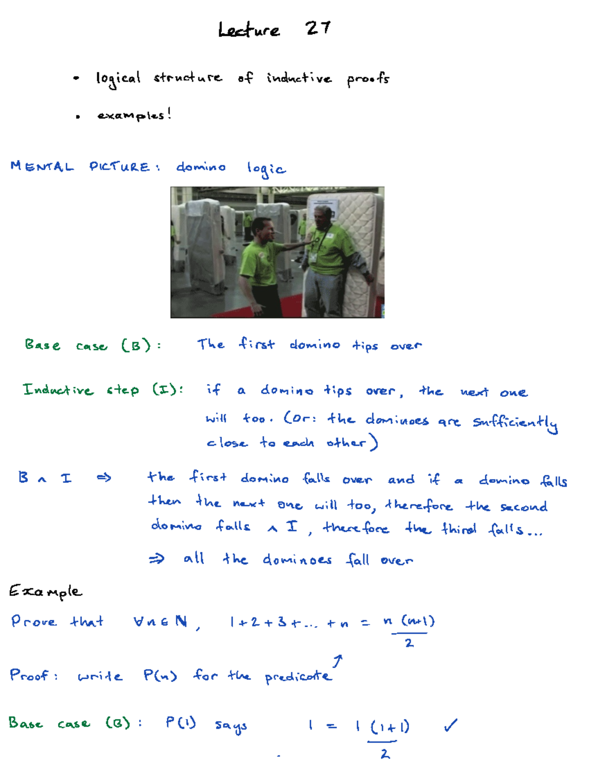 Lecture 27 full notes - Lecture 27 logical structure of inductive ...