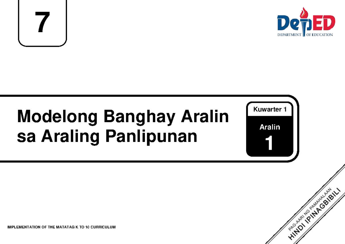 LE Q1 AP7 Lesson 1 Week 1 - Implementing the MATATAG Curriculum - Studocu