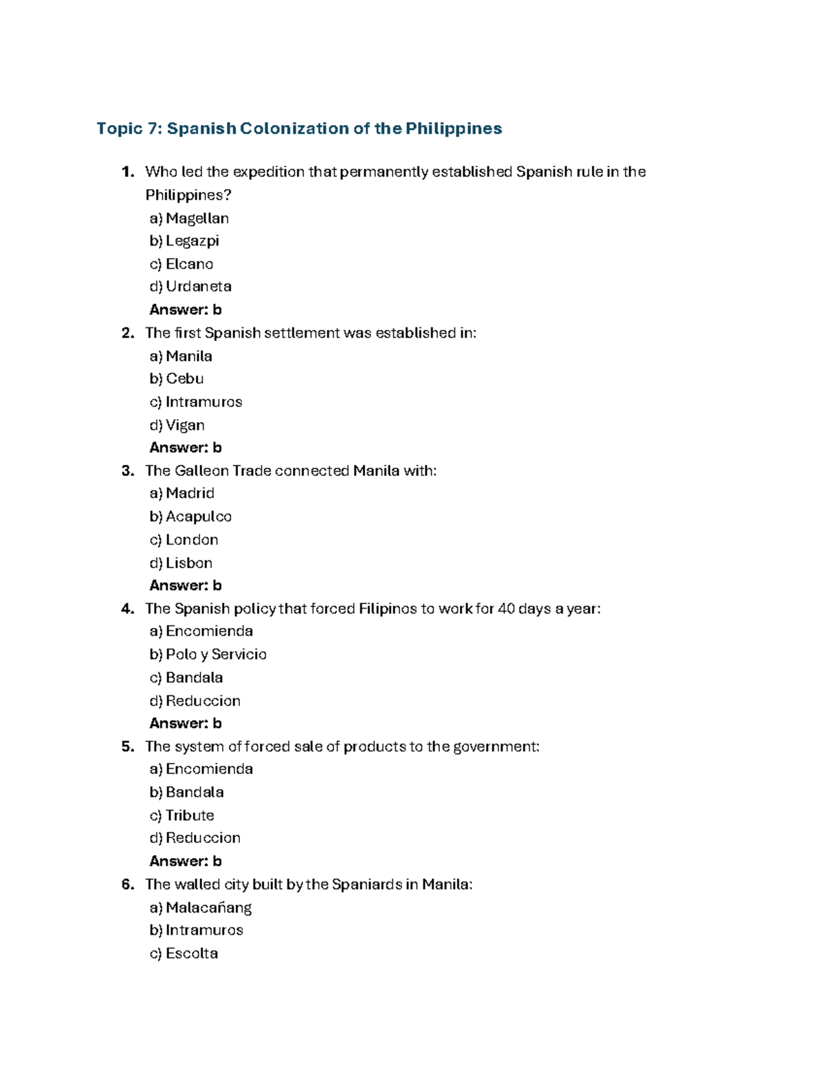 Topic 7: Spanish Colonization of the Philippines - Key Concepts & Quiz ...