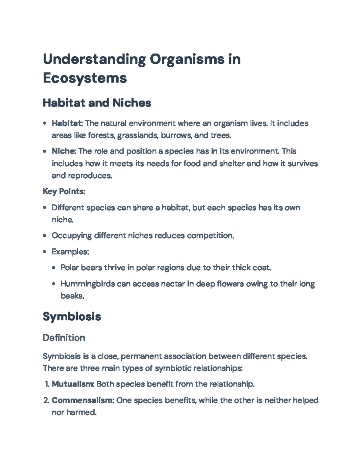 Understanding Organisms and Symbiotic Relationships in Ecosystems ...