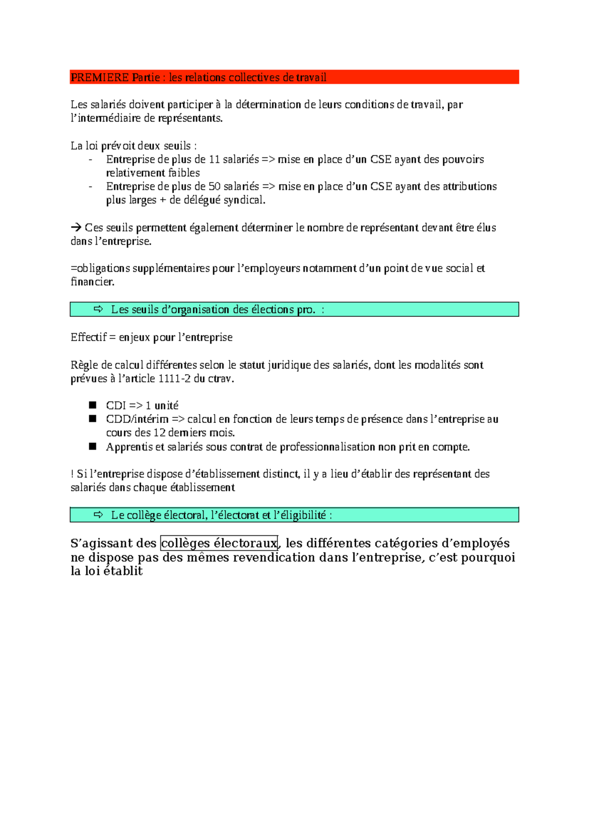 Recap RC : Relations Collectives de Travail et Représentation des ...
