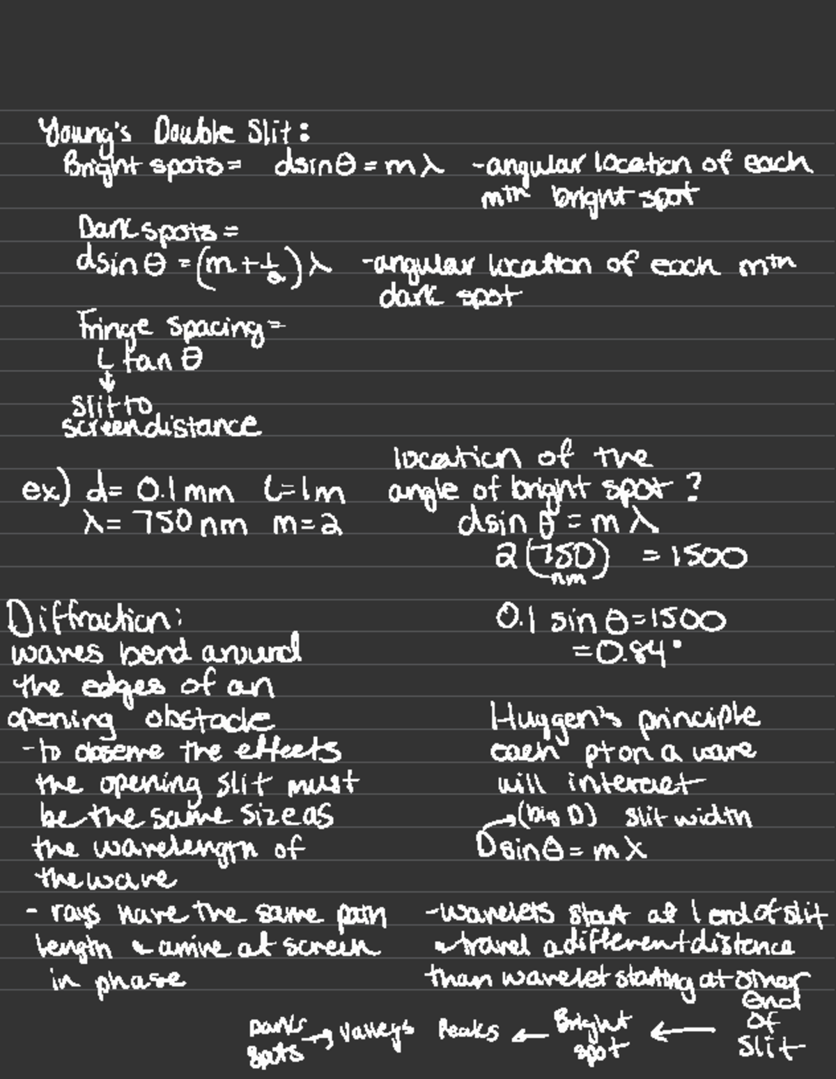 Physics 101: Diffraction Handwritten Notes and Key Equations - Studocu