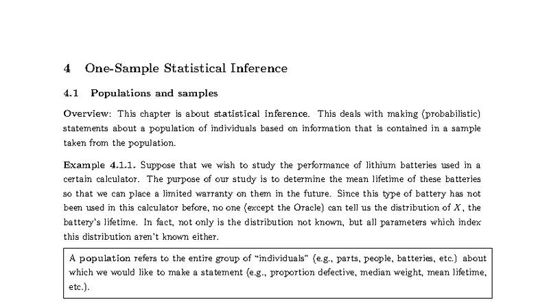 Statistical Inference: Populations & Samples Overview (Stats 4) - Studocu