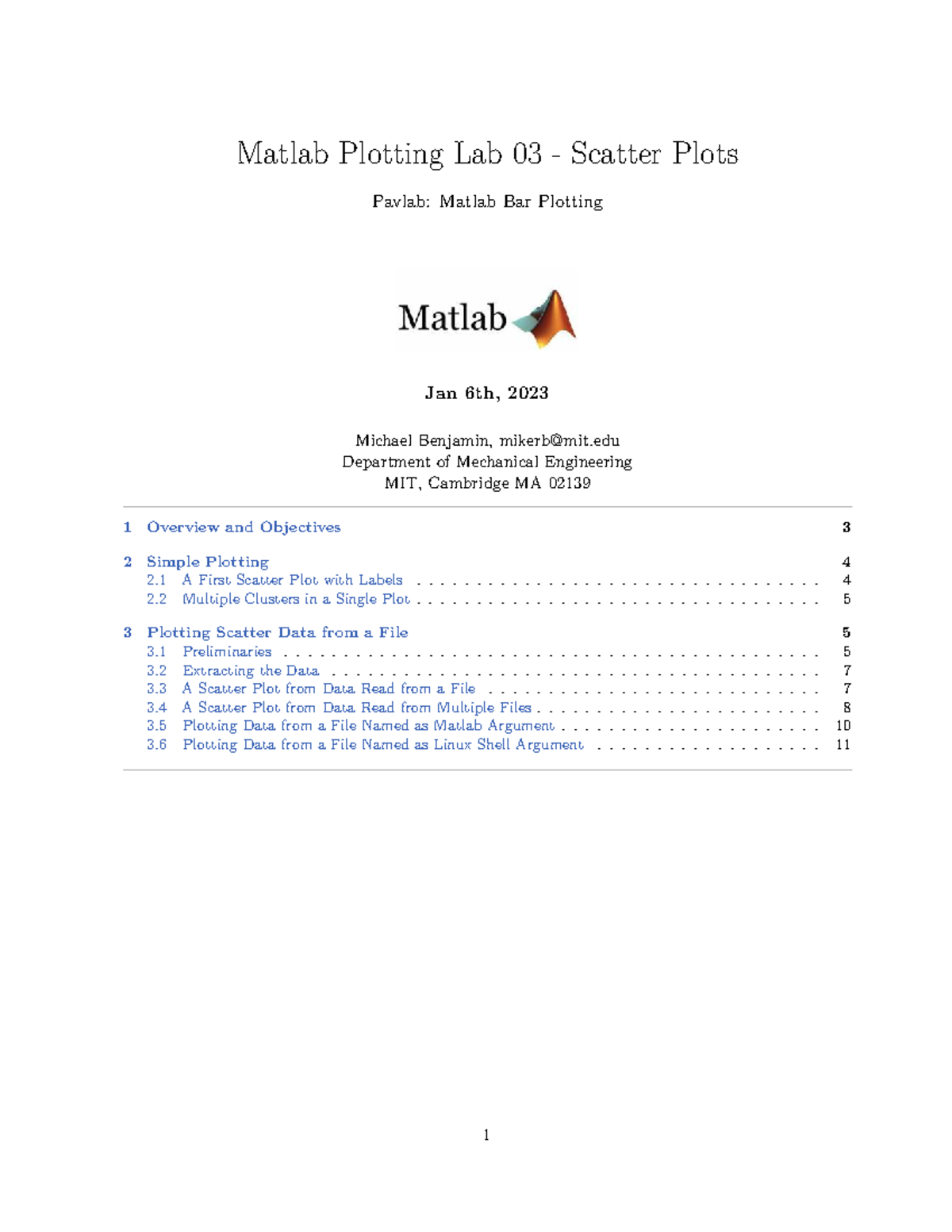 Lab 03: Scatter Plotting Techniques in Matlab - Studocu