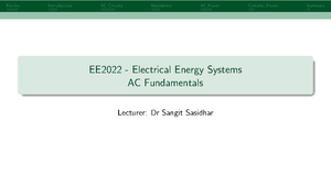 Tutorial 5 Generators - nul - 1 EE2022 - Electrical Energy Systems ...