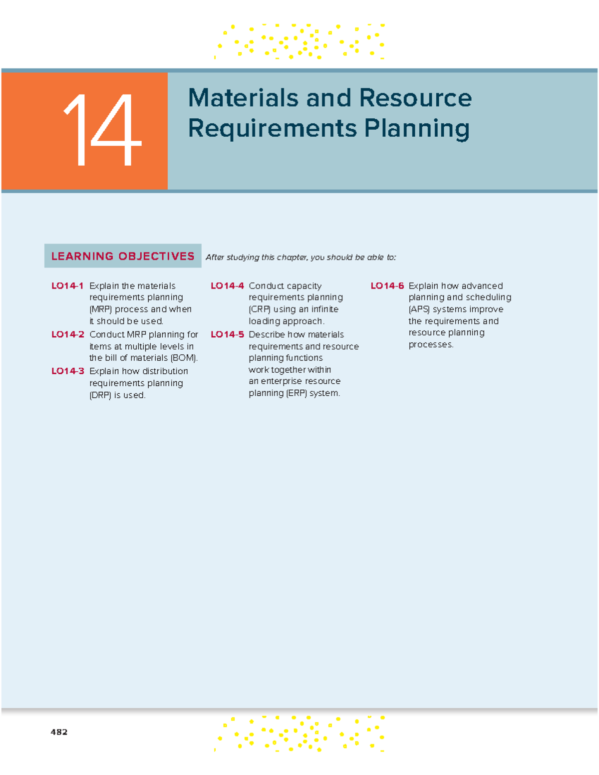 4 Materials and Resource Requirements Planning: Key Concepts and ...