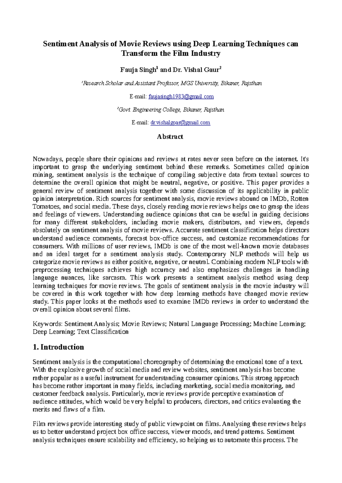 Sentiment Analysis of Movie Reviews: Deep Learning Techniques Impact on ...