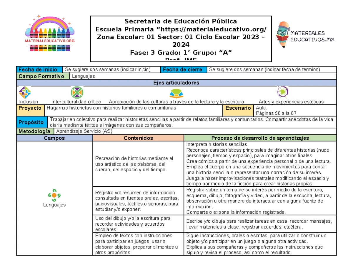 Planeacion 3ero y 4to CON Firmas - PLANEACION DIDACTICA PROYECTO ...