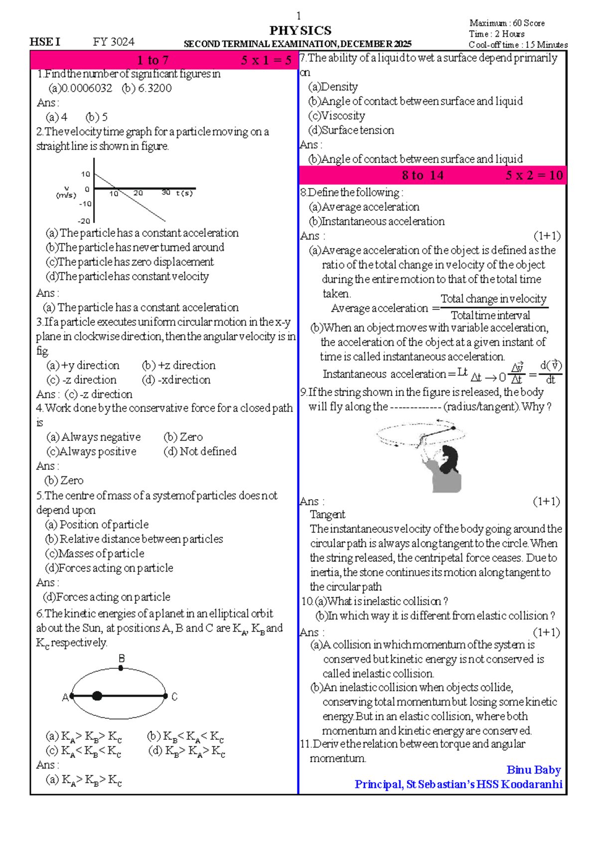 HSE I PHYSICS FY 3024 SECOND TERMINAL EXAM Q&A DEC 2025 - Studocu