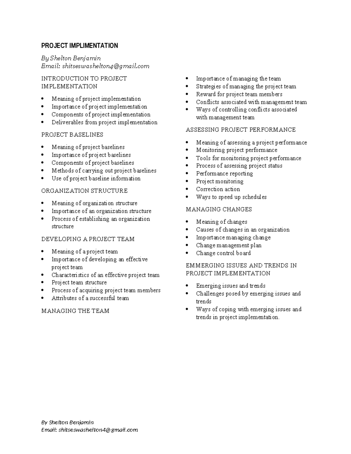 Project Implementation Overview: Key Concepts and Strategies - Studocu