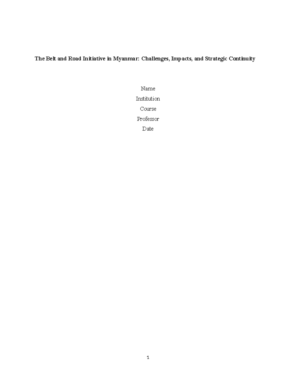 Belt and Road Initiative in Myanmar: Challenges & Strategic Insights ...