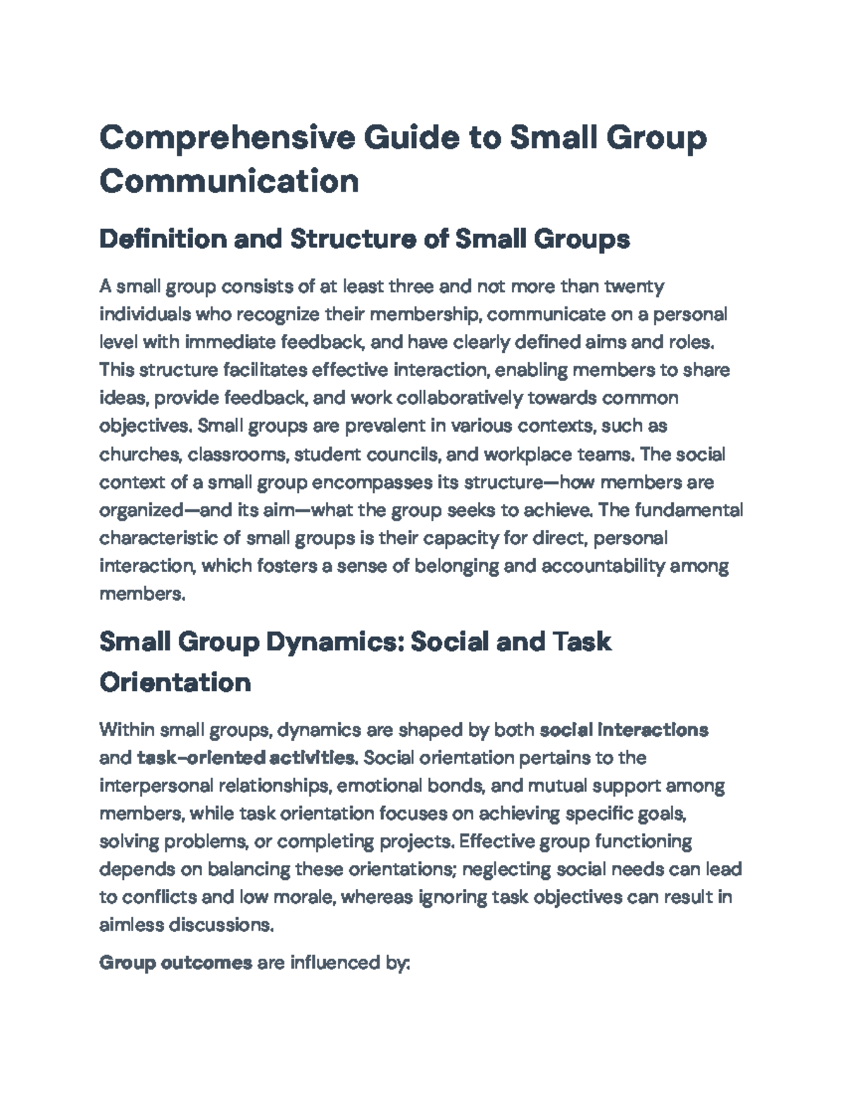 Comprehensive Guide to Small Group Communication Dynamics & Leadership ...