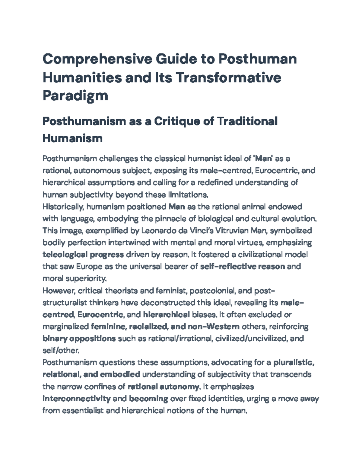 Comprehensive Guide to Posthuman Humanities: Challenges ...
