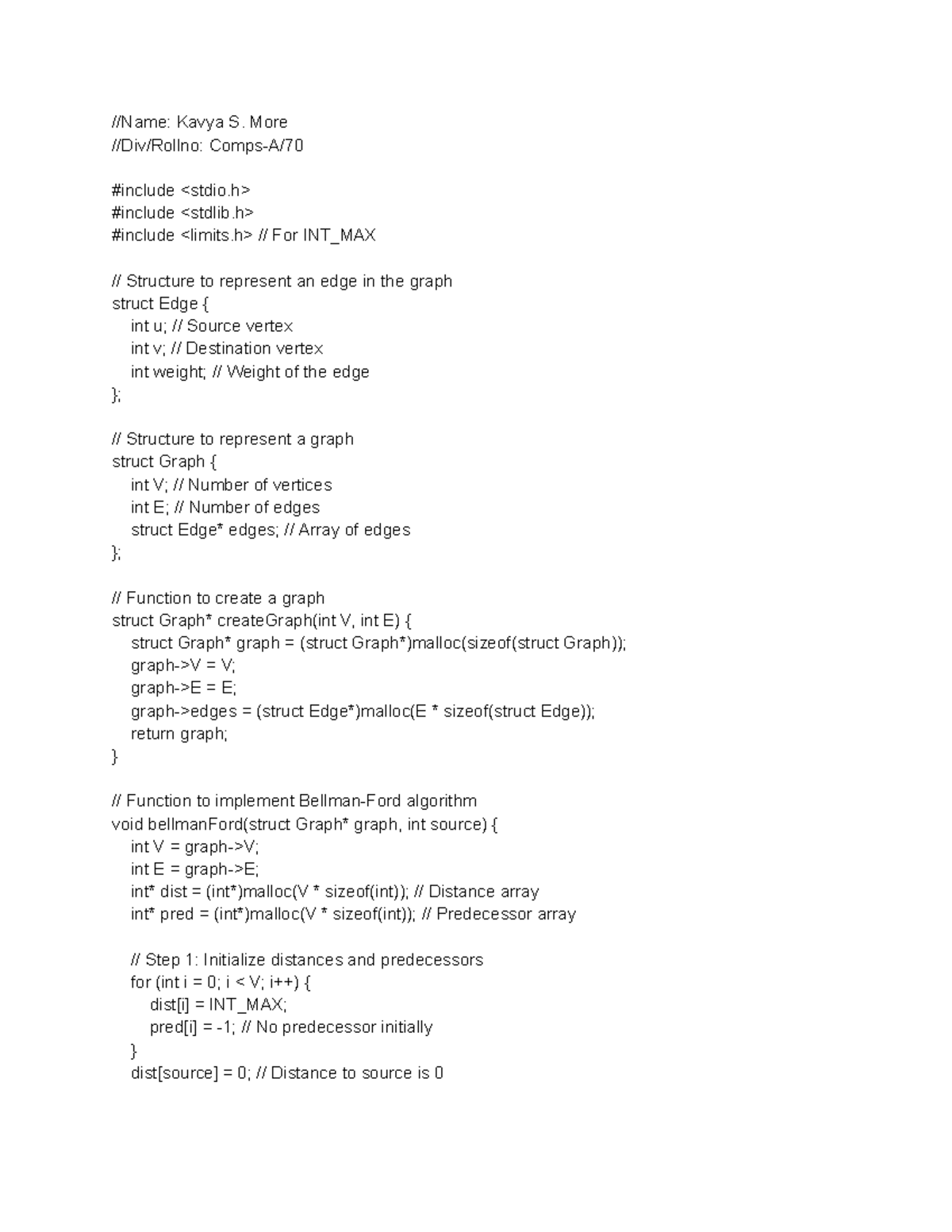 Bellman-Ford Algorithm Notes for INT_MAX Structure - Studocu