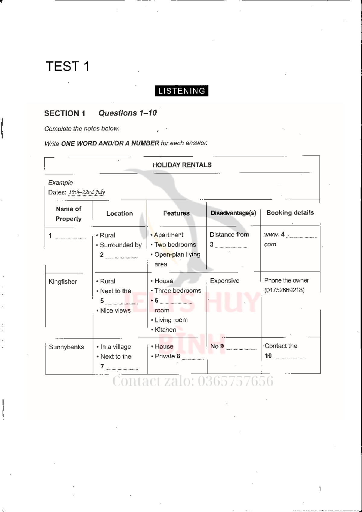 TEST 1 - Listening and Reading Practice Questions - Studocu